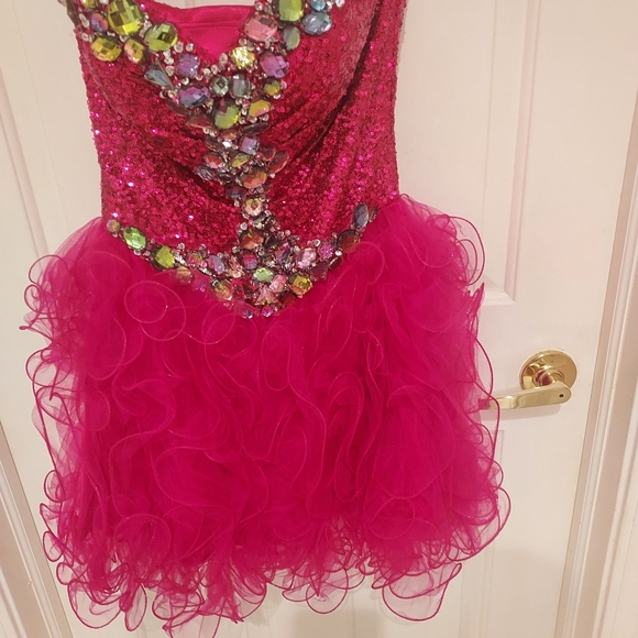 Dresses | Very Fancy Bejeweled Strap Tie Back Ruffled Bottom Dress ...